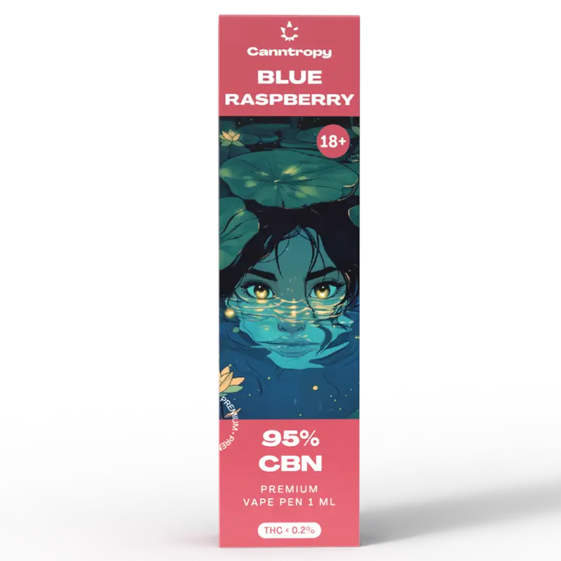 Canntropy CBN Vape Pen Blue Raspberry, 1ml, 95% CBN - Дисплей Кутия 10 бр.